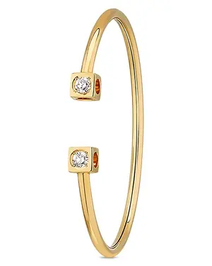 DINH VAN 18k Yellow Le Cube Diamant Cuff Bangle With Diamonds - Gold