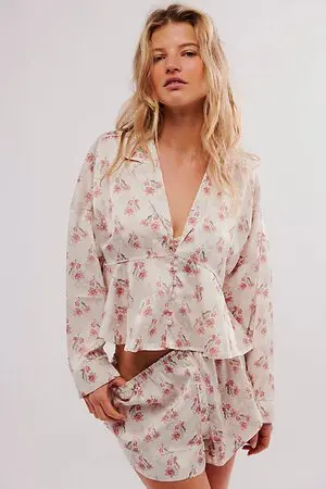 Free People Beauty Sleep PJ Set Light Combo
