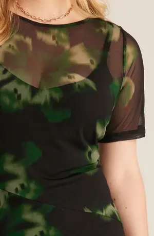 ESTELLE Floral Bouquet Mesh Overlay Dress