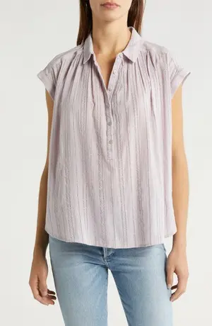Lucky Brand Lace Detail Pullover Top - Iris