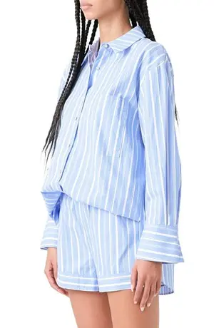 GREY LAB Oversized Striped Button-up Shirt