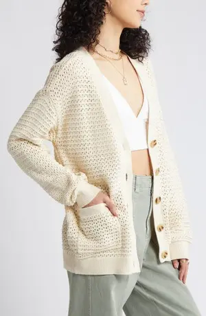 Bp. Oversized Open Stitch Cotton-blend Cardigan