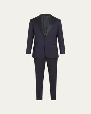 Giorgio Armani Silk-lapel Micro-pattern Suit