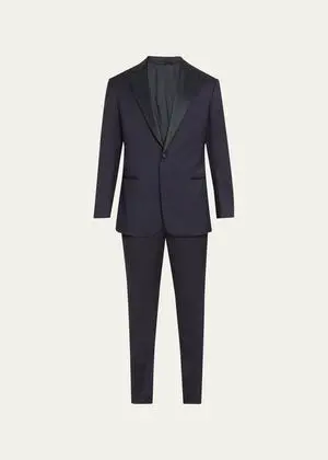 Giorgio Armani Silk-lapel Micro-pattern Suit