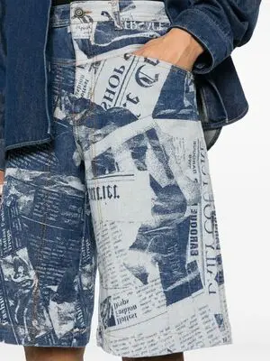 Versace Newspaper-print Denim Shorts