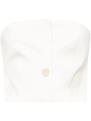 Rokh Button-embellished Cropped Top - Neutrals