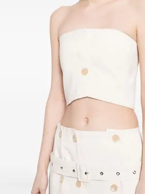 Rokh Button-embellished Cropped Top
