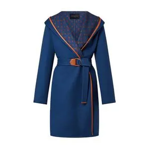 LOUIS VUITTON Signature Double Face Hooded Wrap Coat - Blue