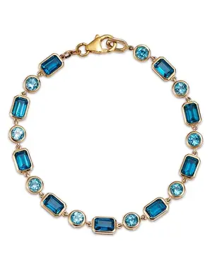 Bloomingdale'S Topaz Bracelet In 14k Yellow Gold - Blue/gold
