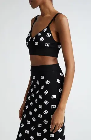 Dolce & Gabbana Logo Monogram Bralette Crop Top