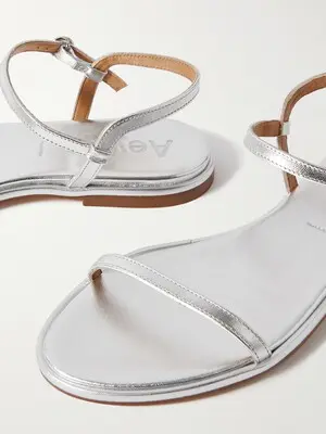 AeydĒ Nettie Metallic Leather Sandals - Silver