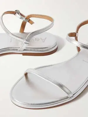 AeydĒ Nettie Metallic Leather Sandals - Silver