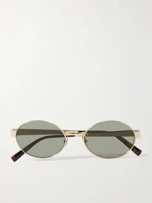 Saint Laurent Tone Oval-frame Sunglasses - Gold