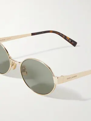 Saint Laurent Tone Oval-frame Sunglasses - Gold