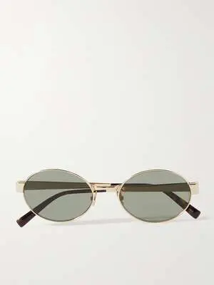 Saint Laurent Tone Oval-frame Sunglasses - Gold