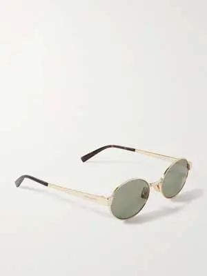 Saint Laurent Tone Oval-frame Sunglasses - Gold