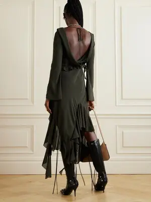 Acne Studios Open-back Draped Ruffled Crepe Dress
