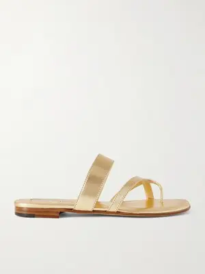 Manolo Blahnik Susa Leather Sandals - Gold