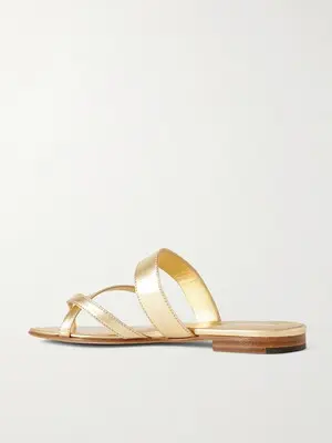 Manolo Blahnik Susa Leather Sandals - Gold