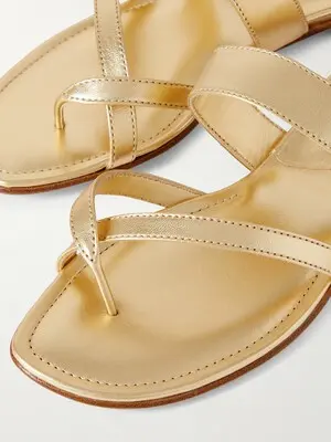 Manolo Blahnik Susa Leather Sandals - Gold