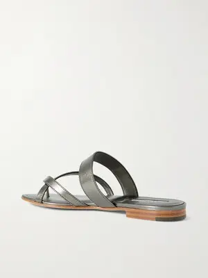 Manolo Blahnik Susa Leather Sandals - Silver