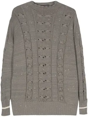 Lorena Antoniazzi Sequin-embellished Cable-knit Jumper