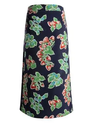 Bally Strawberry-print Silk Midi Skirt