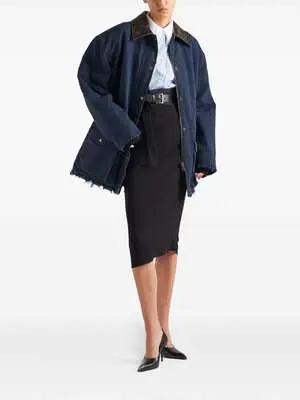 Prada Fringed-collar Cotton Shirt