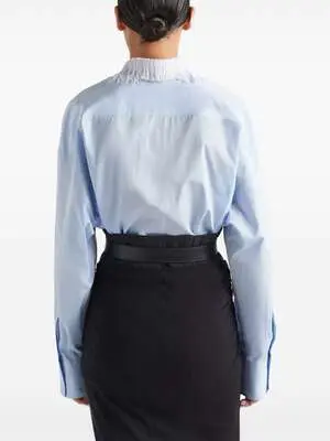 Prada Fringed-collar Cotton Shirt