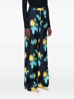 LANVIN Abstract-print Wide-leg Trousers - Blue