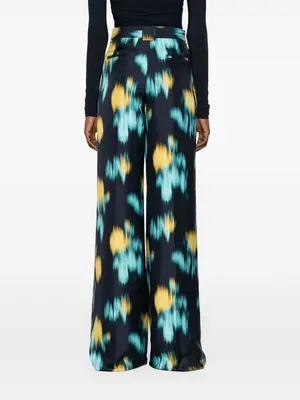 LANVIN Abstract-print Wide-leg Trousers - Blue