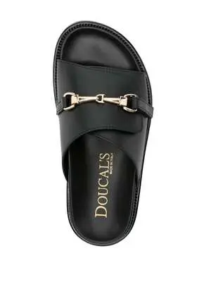 DOUCAL'S Logo-buckle Leather Slides