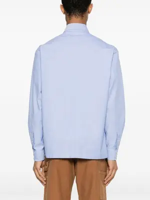 Palm Angels Monogram-embroidered Cotton Shirt - Blue