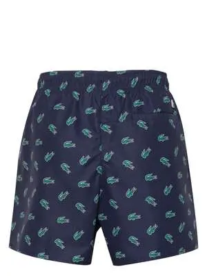 Lacoste Crocodile-print Drawstring Swim Shorts - Blue