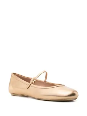 GIANVITO ROSSI Carla Buckled Ballerinas - Gold