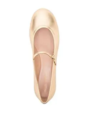GIANVITO ROSSI Carla Buckled Ballerinas - Gold