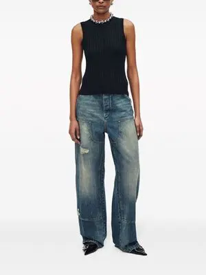 Marc Jacobs Ribbed-knit Merino Wool Top - Black
