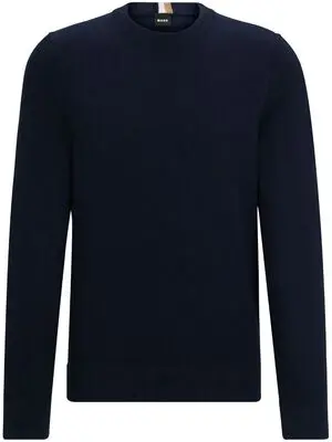 BOSS Crew-neck Cotton Jumper - Blue