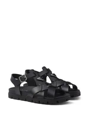 Prada Triangle-logo Woven Sandals