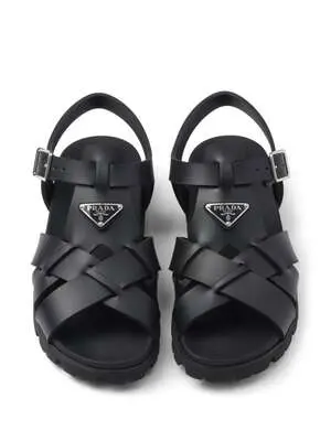 Prada Triangle-logo Woven Sandals