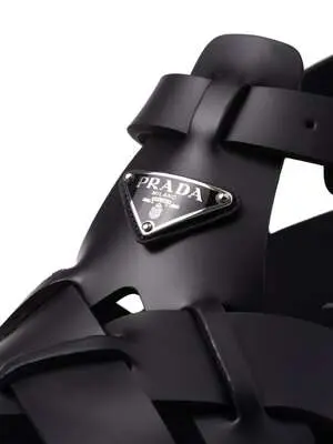 Prada Triangle-logo Woven Sandals