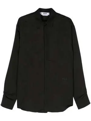 MSGM Pointed-collar Satin Shirt - Black