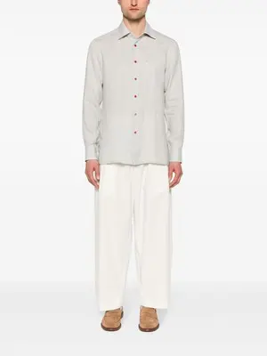 Kiton Spread-collar Linen Shirt