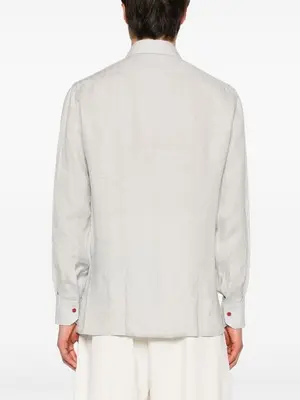 Kiton Spread-collar Linen Shirt