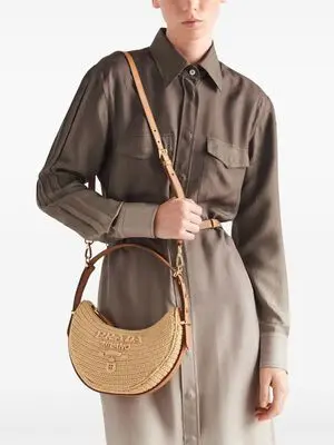 Prada Arqué Woven Raffia Shoulder Bag