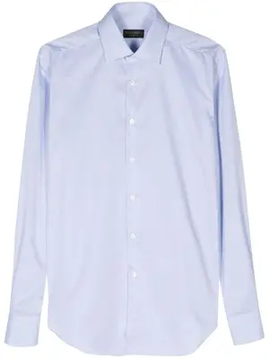 DELL'OGLIO Spread-collar Cotton Shirt - Blue