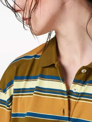 Miu Miu Striped Cotton Polo Shirt - Brown