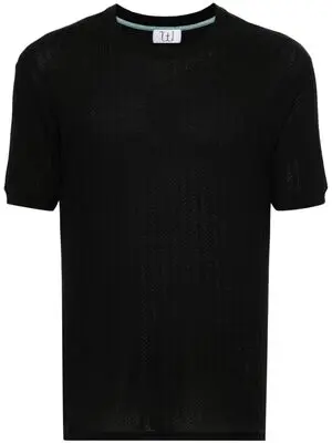 WINNIE N.Y.C Pointelle-knit Cotton T-shirt - Black
