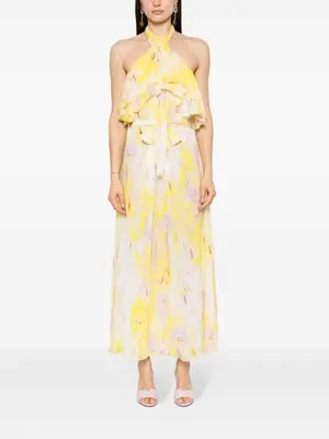 MSGM Floral-print Maxi Dress - Yellow