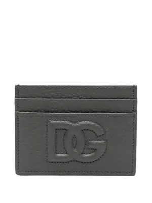 Dolce & Gabbana Embossed-logo Leather Cardholder - Grey